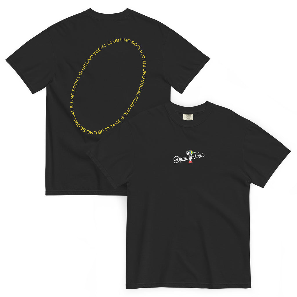 UNO Social Club Draw Four Black T-shirt | Mattel Creations