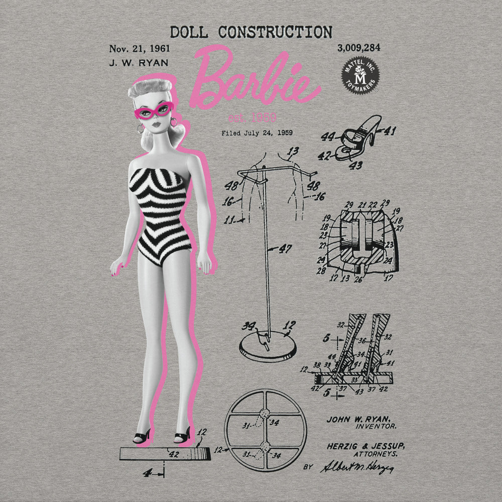 Barbie Doll Blueprint Grey Hoodie – Mattel Creations