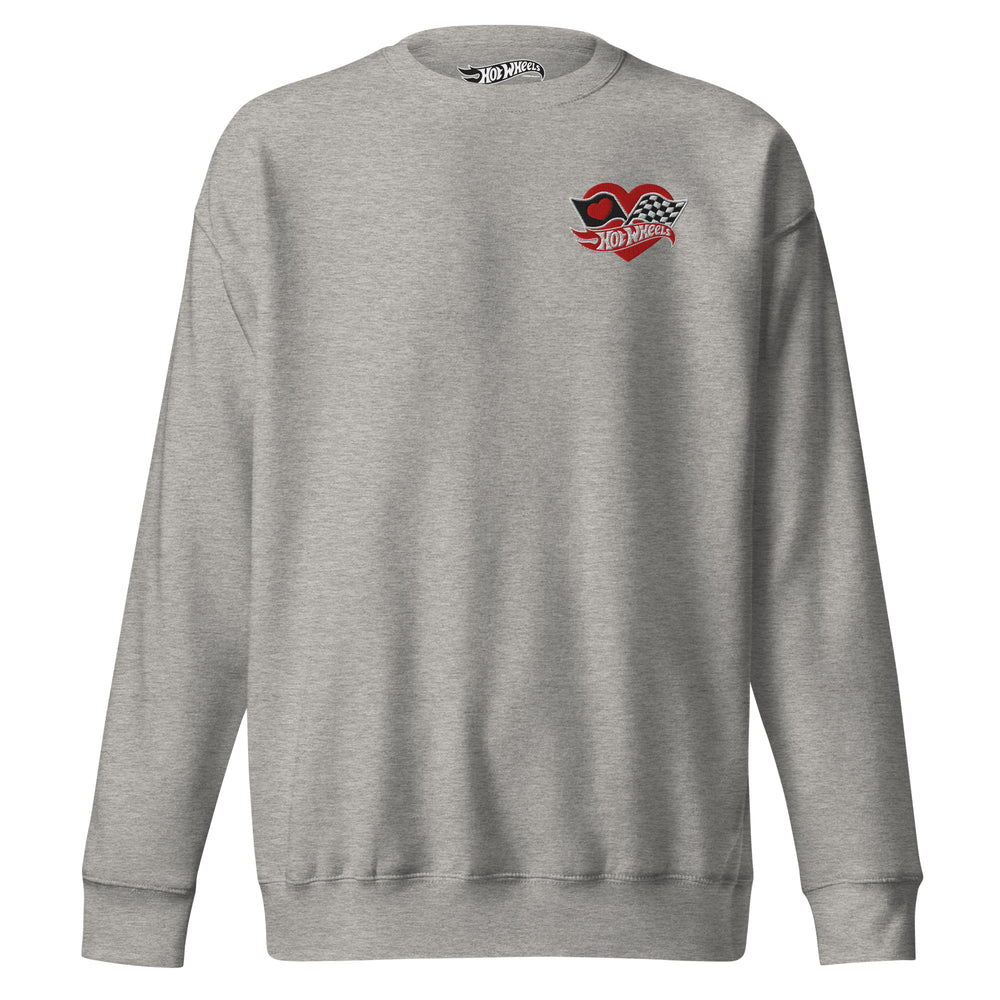 Hot Wheels Checkered Hearts Embroidered Gray Sweatshirt – Mattel Creations