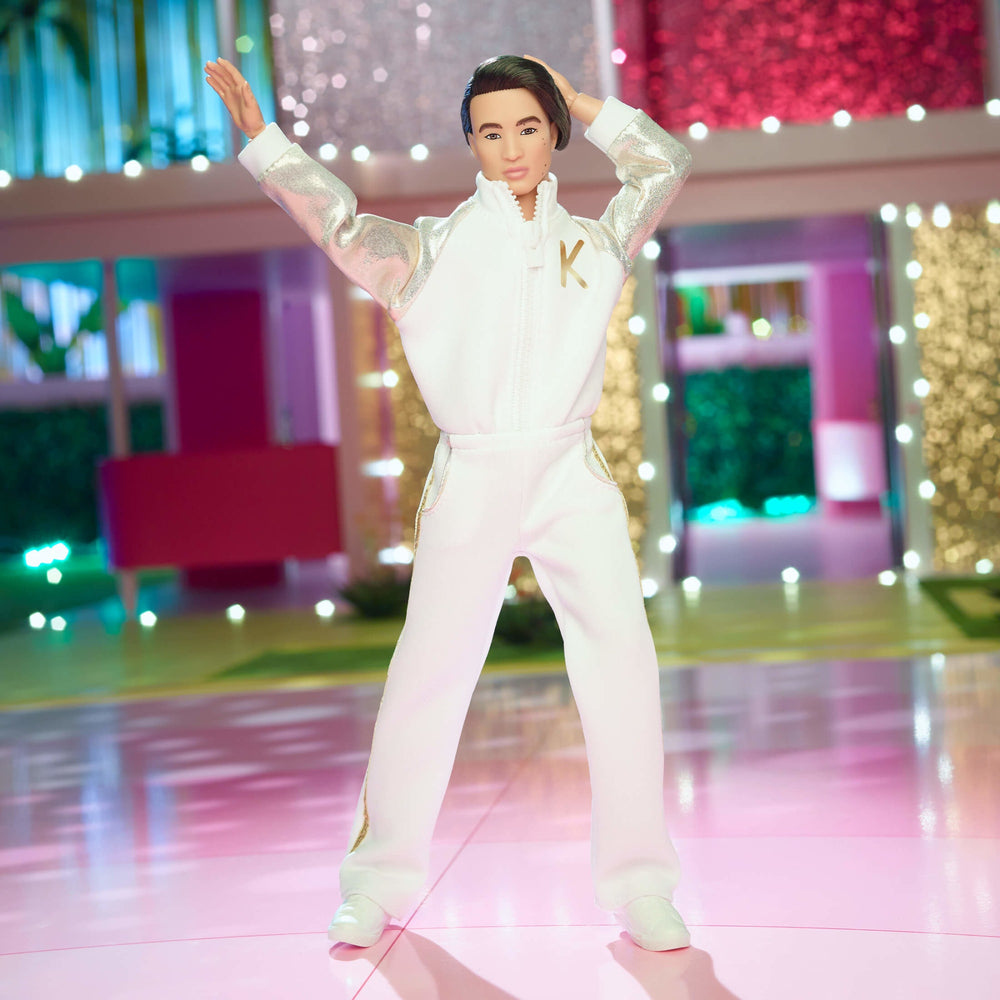 Ken Doll In White and Gold Tracksuit – Barbie The Movie | Mattel Creations