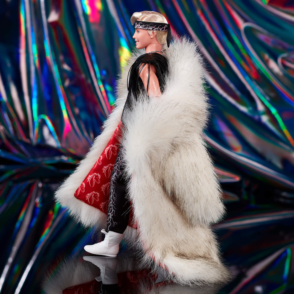 Ken Doll in Faux Fur Coat and Black Fringe Vest – Barbie The Movie ...